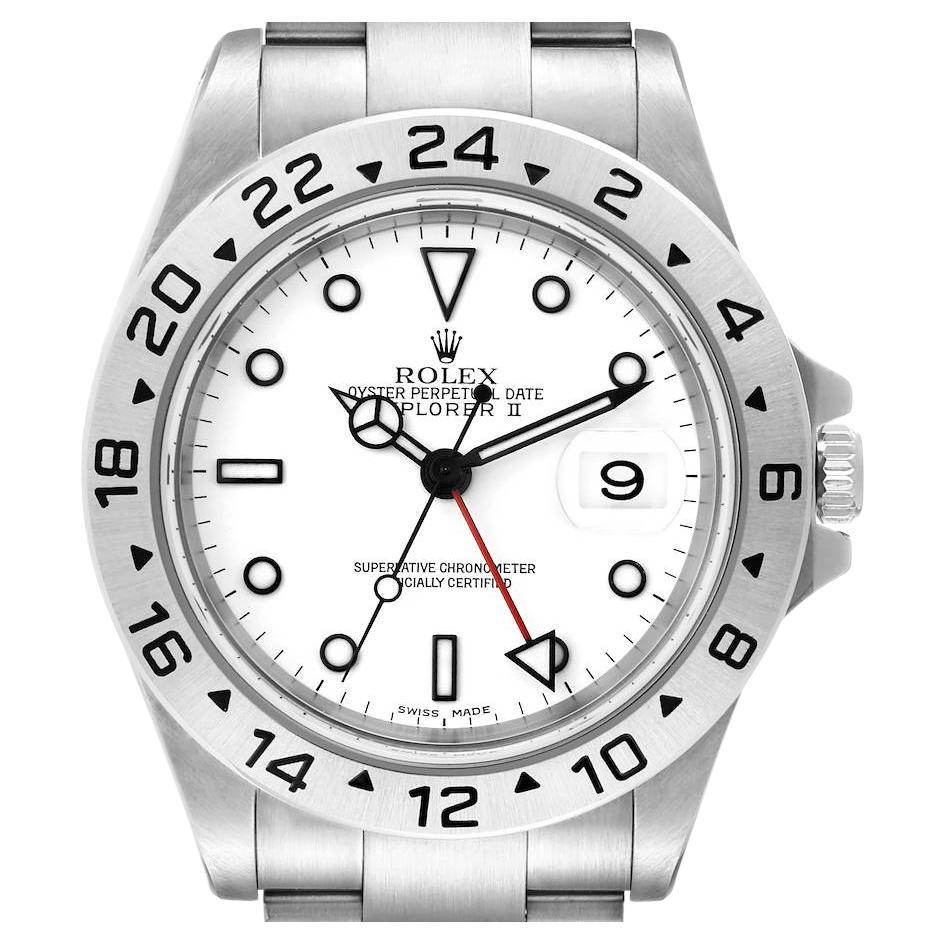 Rolex Explorer II White Dial Red Hand Steel Men’s Watch 16570 Box ...