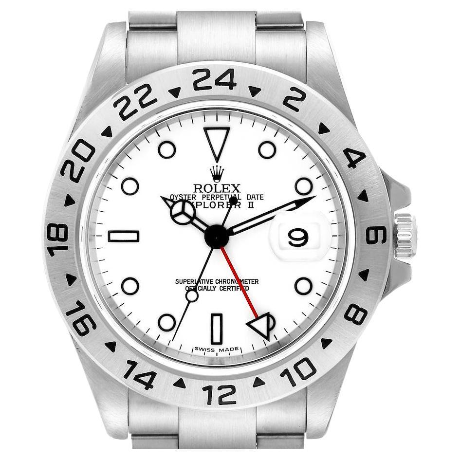 Rolex Explorer II 40mm White Dial Steel Mens Watch 16570 Box Papers at ...