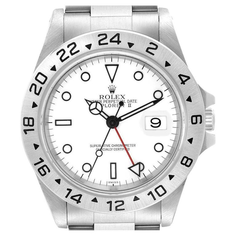 Rolex Explorer II White Dial Steel Mens Watch 16570 For Sale at 1stDibs