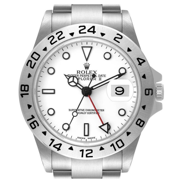 ]Rolex Explorer II 40mm White Dial Steel Mens Watch 16570 at 1stDibs