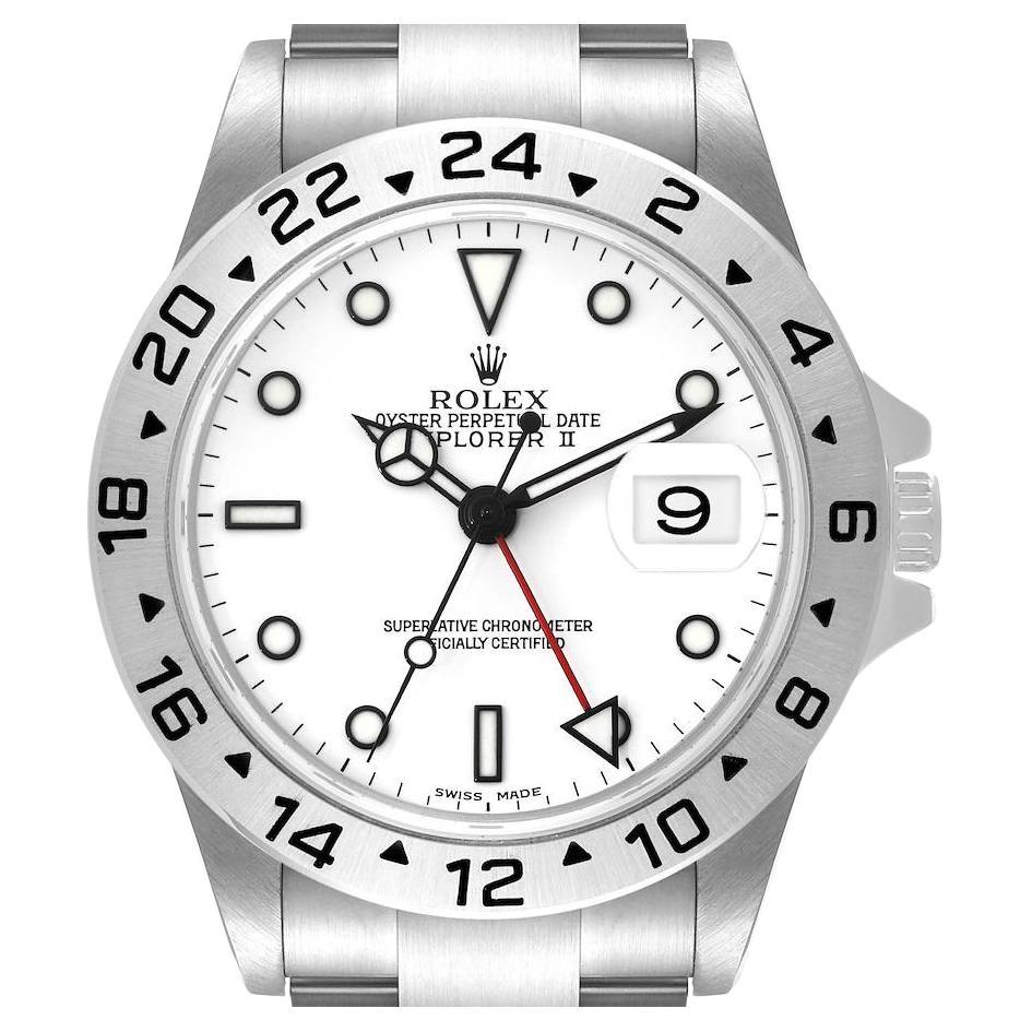 Rolex Explorer II White Dial Red Hand Steel Men's Watch 16570 Box ...