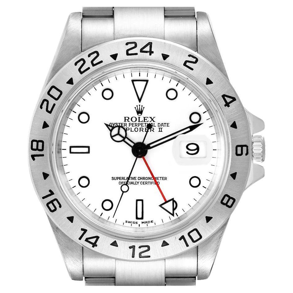 Rolex Explorer II 16570 Stainless Steel White Dial For Sale at 1stDibs