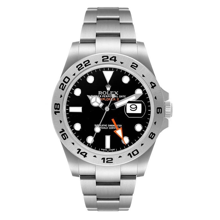 Rolex Explorer II 42 Black Dial Orange Hand Mens Watch 216570 at 1stDibs
