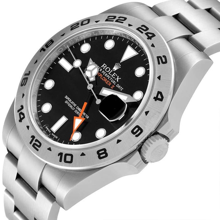 Rolex Explorer II 42 Black Dial Orange Hand Mens Watch 216570 at 1stDibs