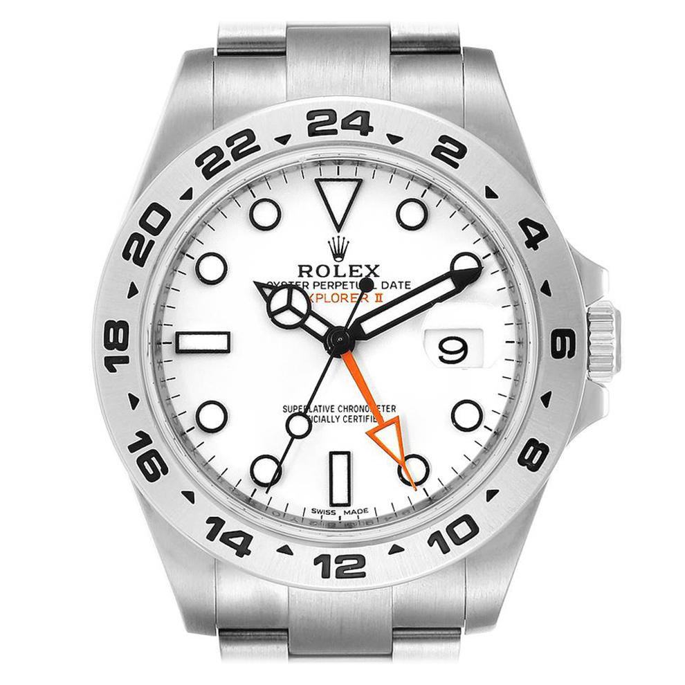 Rolex Explorer II 42 White Dial Orange Hand Steel Mens Watch 216570 Box ...
