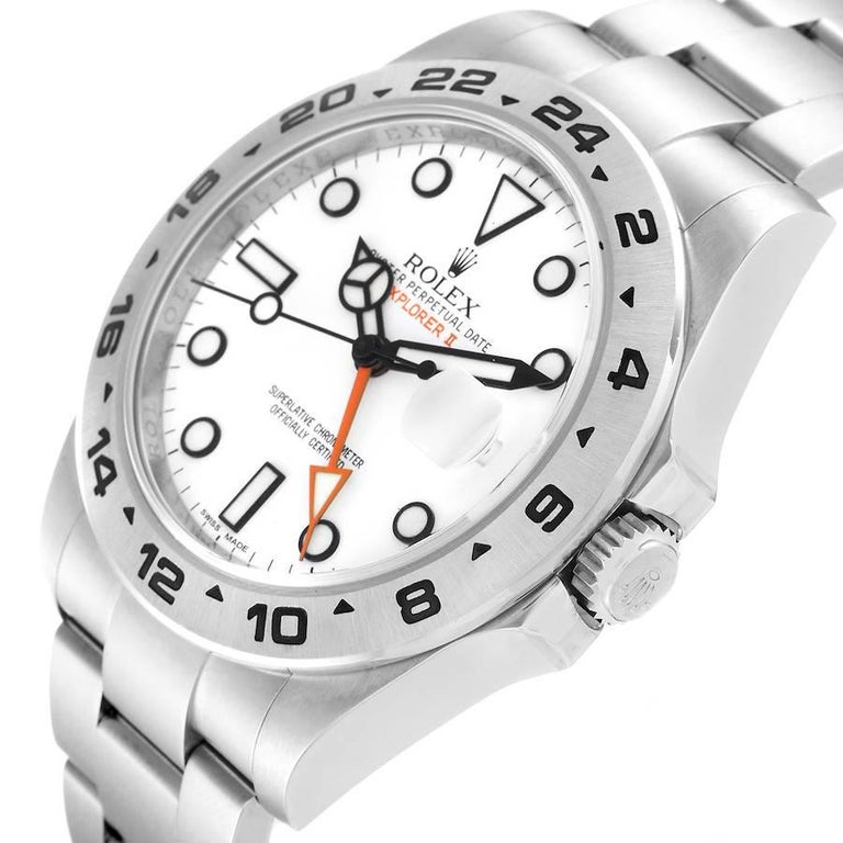 Rolex Explorer II 42 White Dial Orange Hand Steel Mens Watch 216570 Box ...