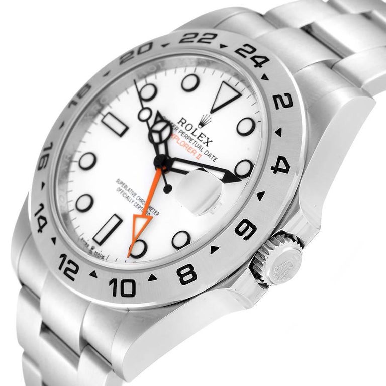 Rolex Explorer II 42 White Dial Orange Hand Steel Mens Watch 226570 For ...