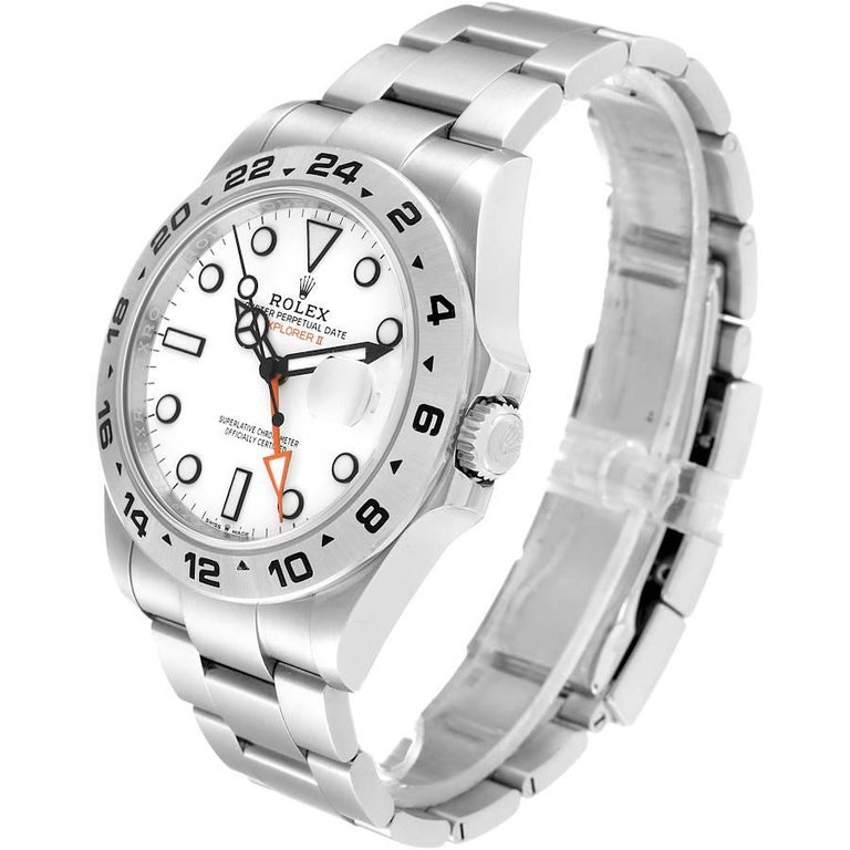 Rolex Explorer II 42 White Dial Orange Hand Steel Watch 226570 Box Card ...