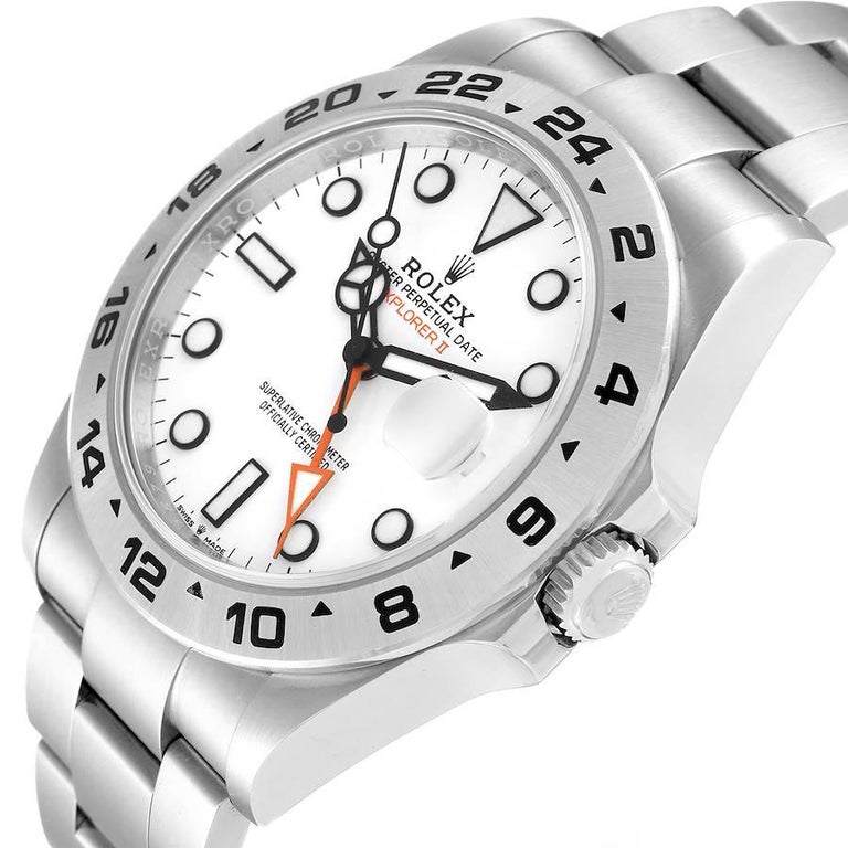 Rolex Explorer II 42 White Dial Orange Hand Steel Watch 226570 Box Card ...