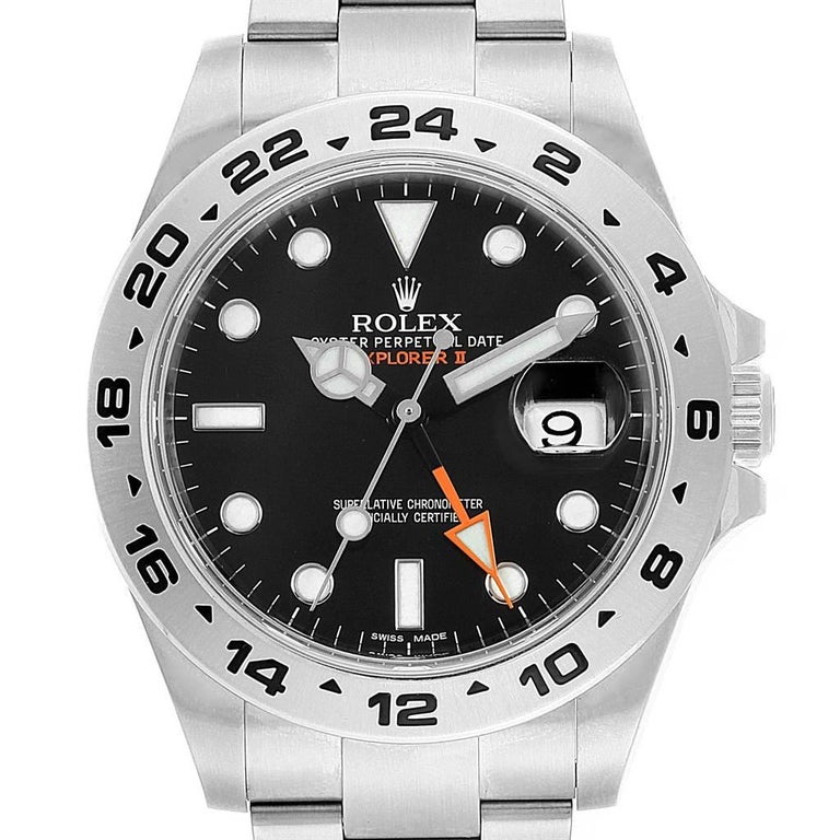 Rolex Explorer II Black Dial Orange Hand Men's Watch 216570 For Sale at ...