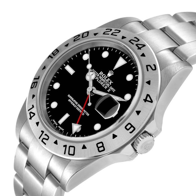 Rolex Explorer II Black Dial Automatic Steel Mens Watch 16570 Box ...