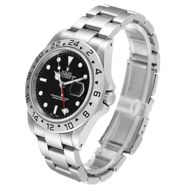 Rolex Explorer II Black Dial Automatic Steel Mens Watch 16570 at 1stDibs