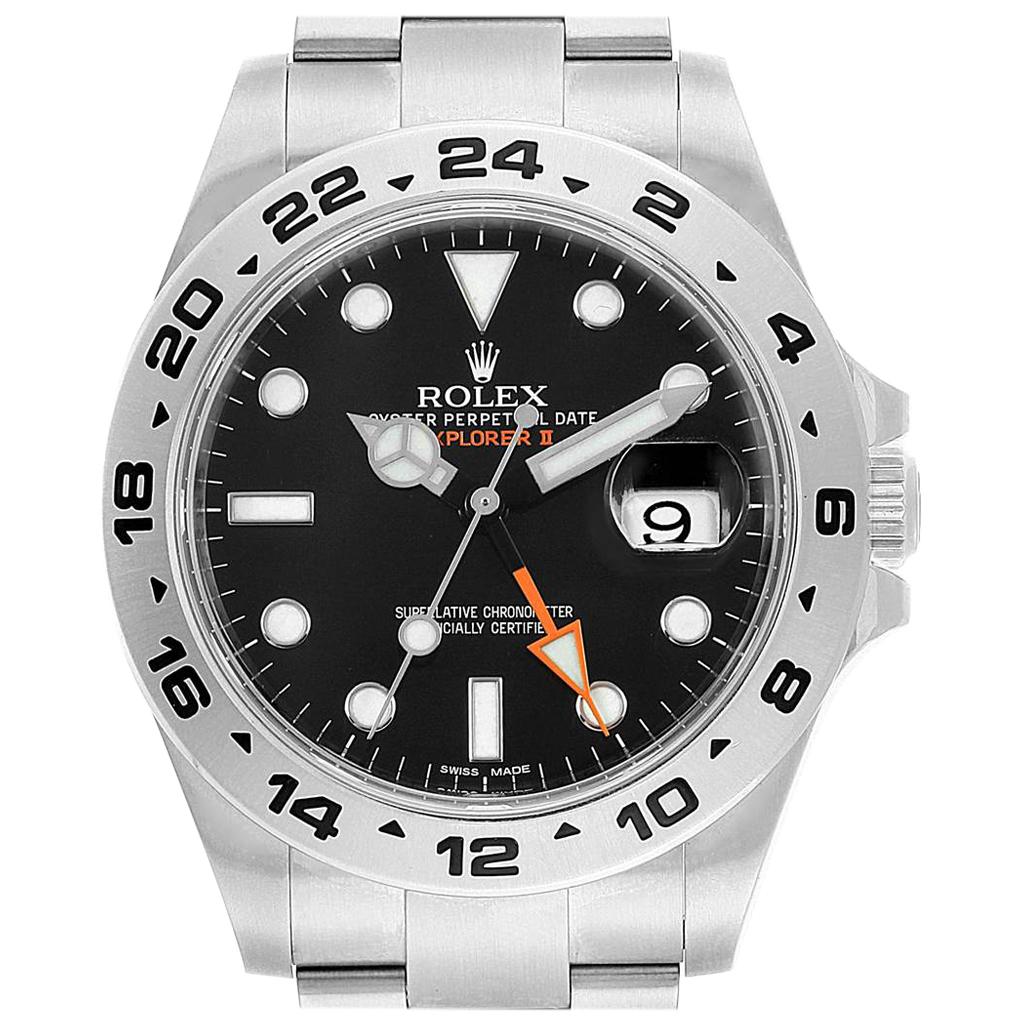Rolex Explorer II Black Dial Orange Hand Men's Watch 216570 For Sale at ...
