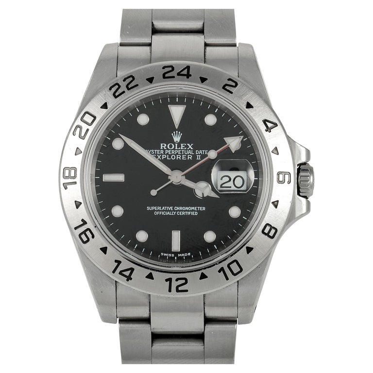 Rolex Explorer II Black Dial Watch 16570ST at 1stDibs