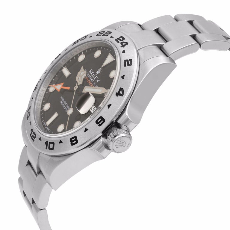 Rolex Explorer II Steel Orange Hand Black Dial Automatic Mens Watch ...