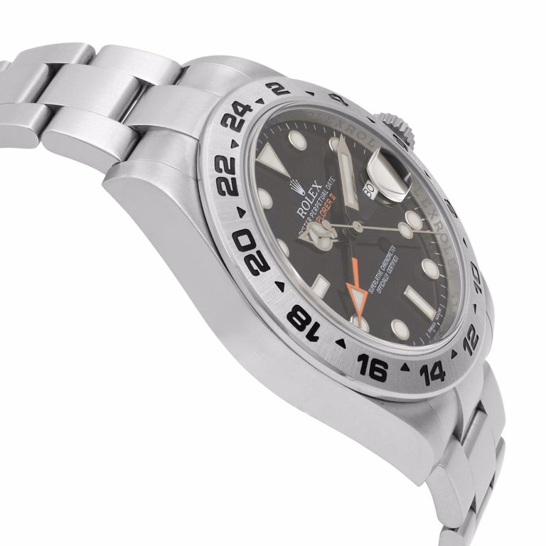 Rolex Explorer II Steel Orange Hand Black Dial Automatic Mens Watch ...
