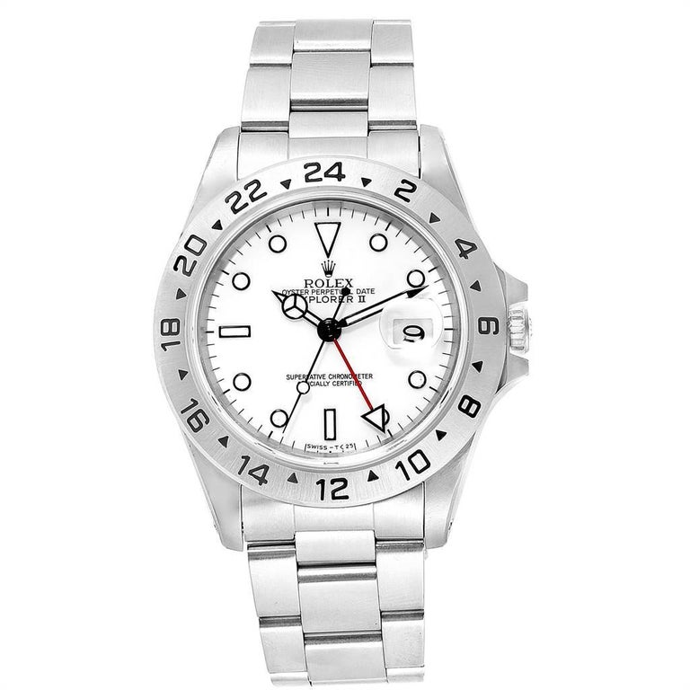 Rolex Explorer II White Dial Red Hand Steel Men's Watch 16570 Box ...