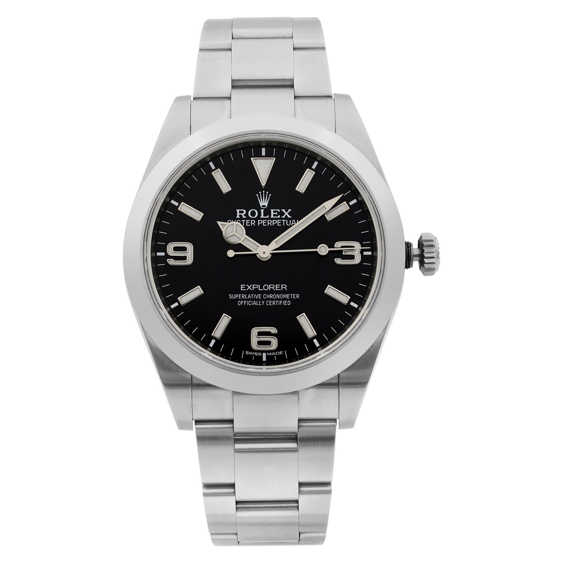 Rolex Explorer Steel Luminous Black Dial Automatic Men's Watch 214270 ...