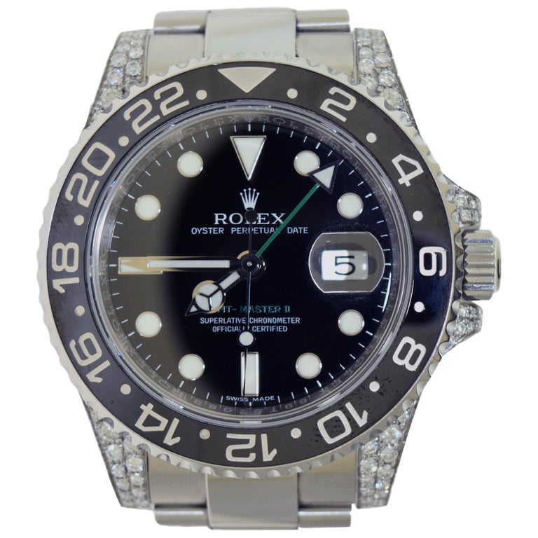 Rolex GMT-Master 116710 Ceramic Black Bezel Steel with Diamonds Watch ...
