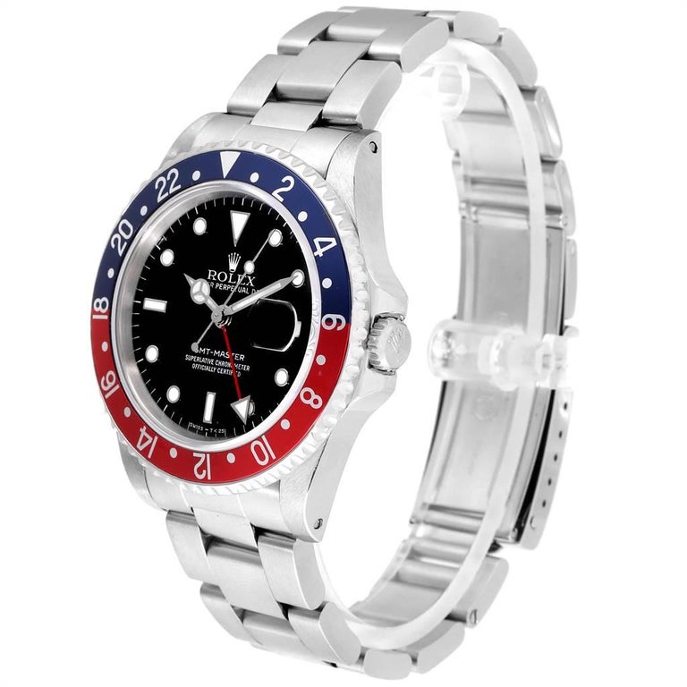 Rolex GMT Master Blue Red Pepsi Bezel Men’s Watch 16700 Box For Sale at ...