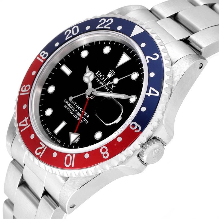 Rolex GMT Master Blue Red Pepsi Bezel Men’s Watch 16700 Box For Sale at ...