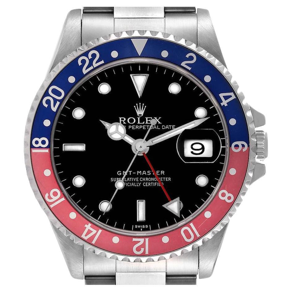 Rolex Gmt Master ii Blue Red Pepsi Bezel Steel Mens Watch 16710 Box ...
