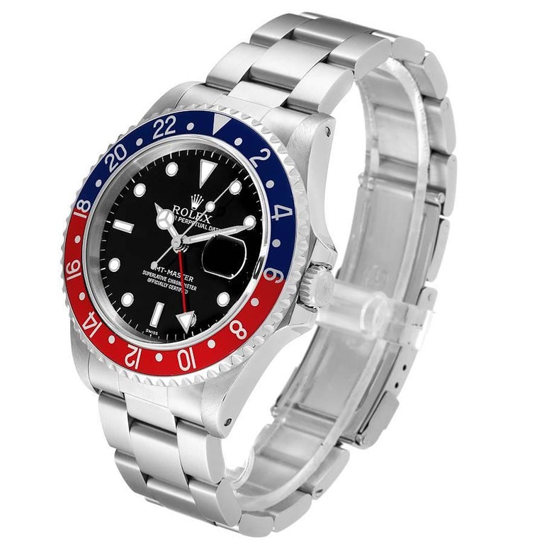 Rolex GMT Master Blue Red Pepsi Bezel Steel Watch 16700 Box Service ...