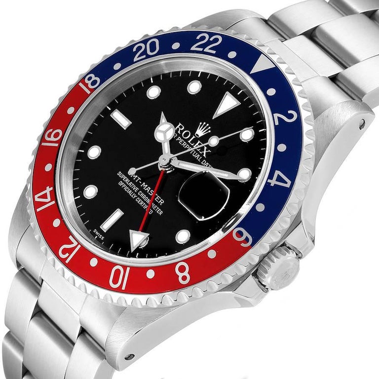 Rolex GMT Master Blue Red Pepsi Bezel Steel Watch 16700 Box Service ...