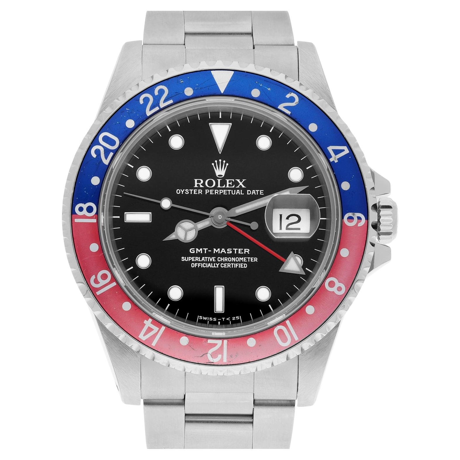 Rolex 16700 GMT Master "Pepsi" Stainless Steel Black Dial Watch For ...