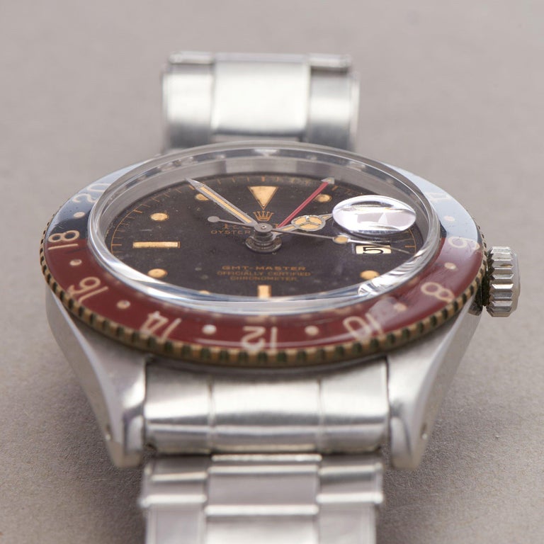 Rolex GMT-Master Bakelite 6542 Men Stainless Steel Tropical Dial Watch ...