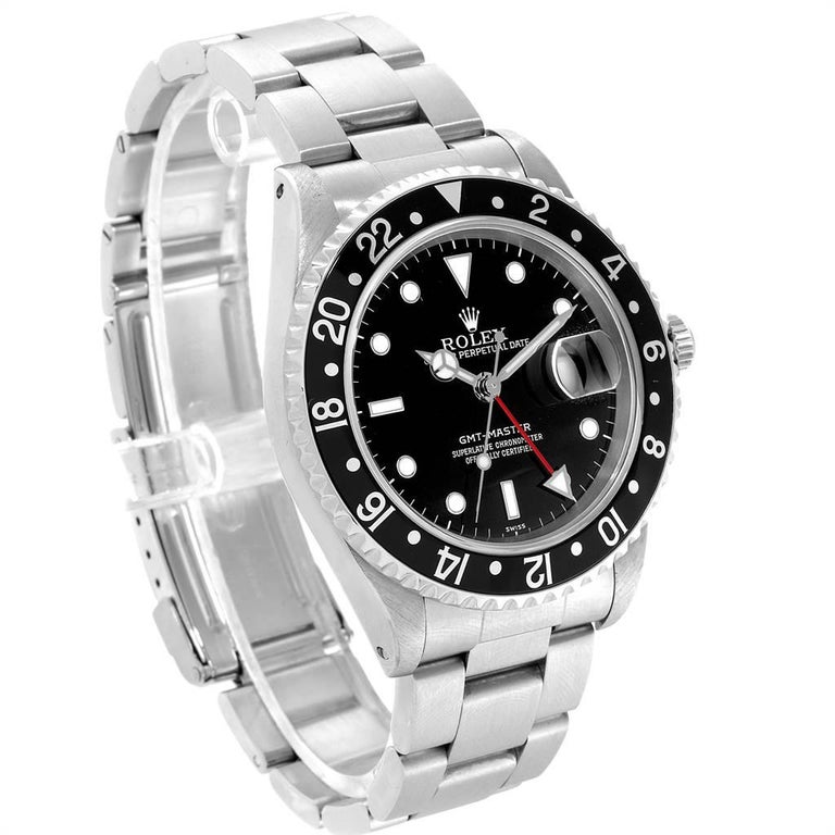 Rolex GMT Master Black Bezel Automatic Steel Men's Watch 16700 For Sale ...