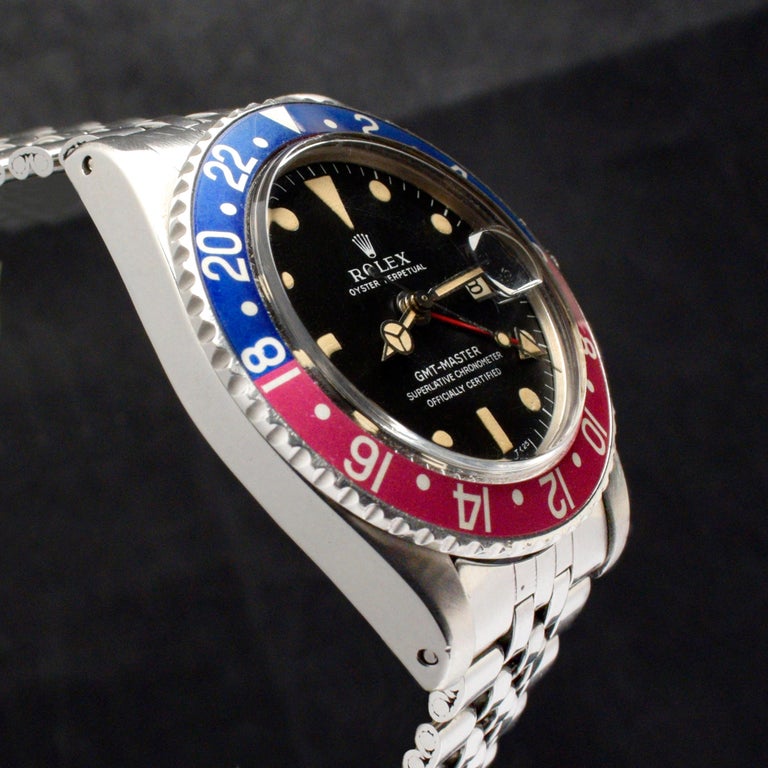 Rolex GMT-Master Blue Red Pepsi Matte Dial 1675 Steel Automatic Watch ...