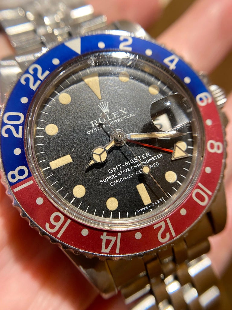 Rolex GMT-Master Blue Red Pepsi Matte Dial 1675 Steel Automatic Watch ...