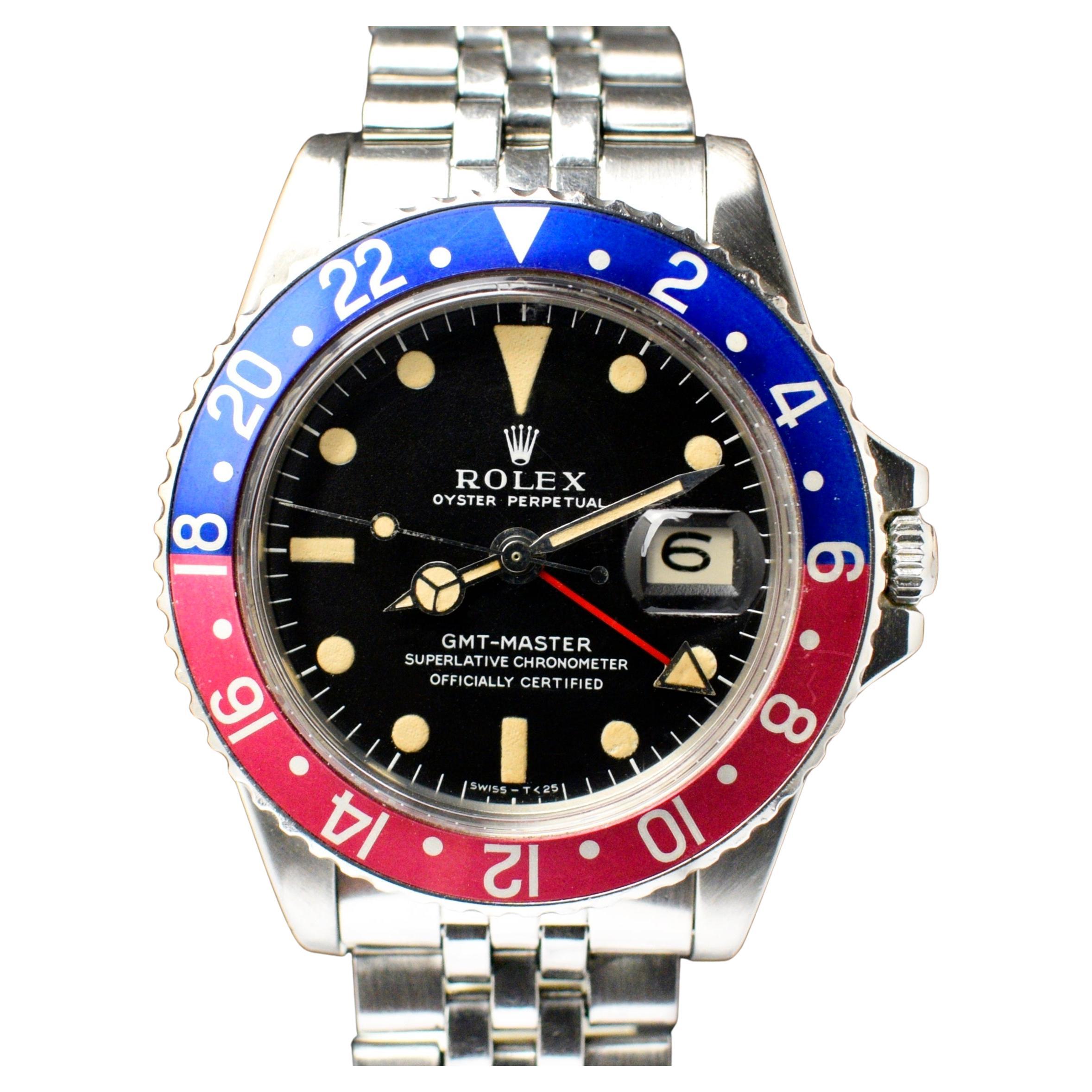 Rolex GMT Master Pepsi Bezel Vintage Matte Dial Steel Mens Watch 16750 ...