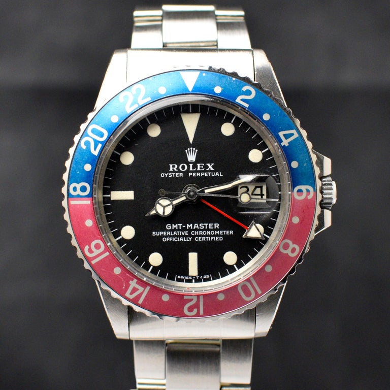 Rolex GMT-Master Blue Red Pepsi Matte Dial 1675 Steel Automatic Watch ...
