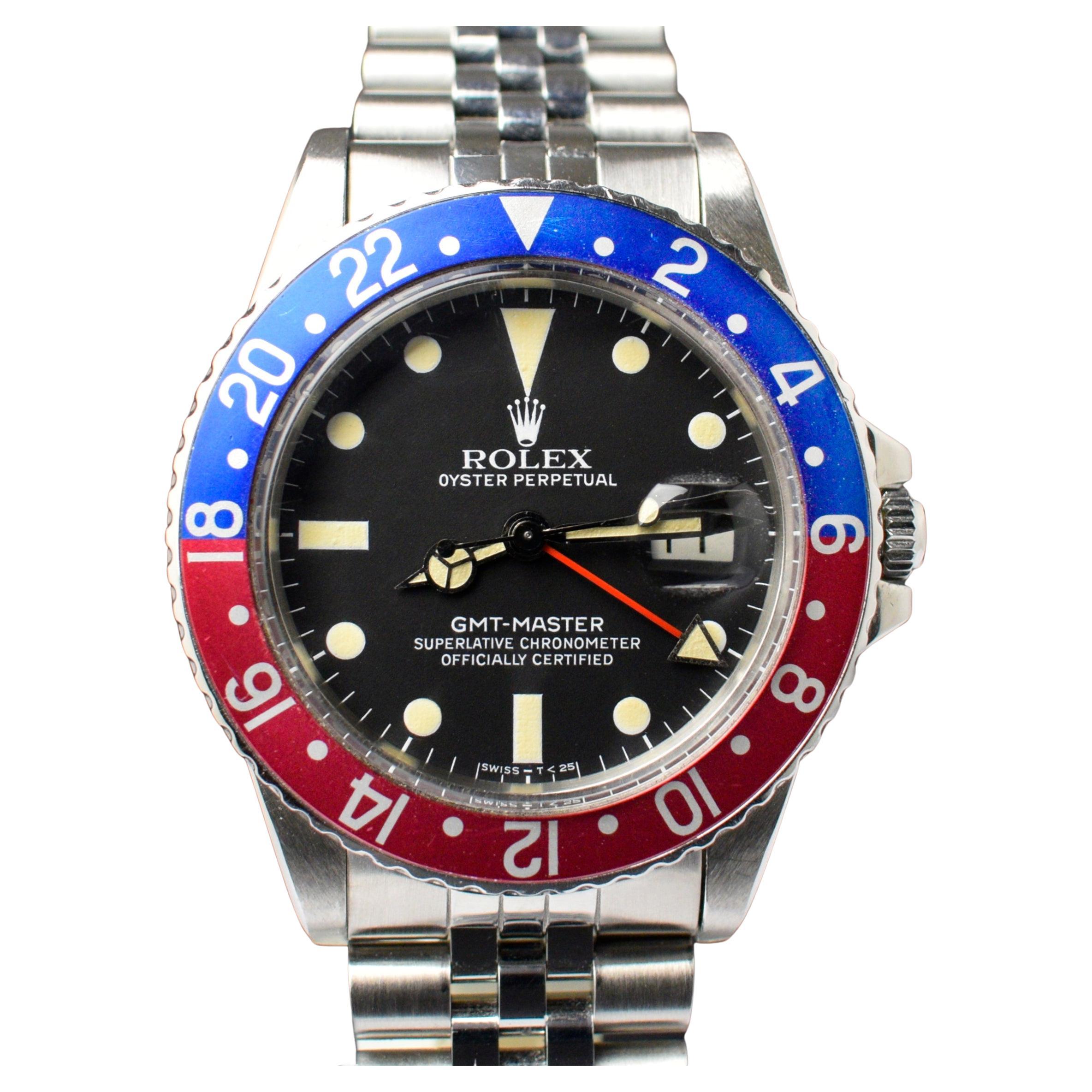 Rolex GMT-Master Pepsi Matte Dial Creamy 16750 Steel Automatic Watch ...