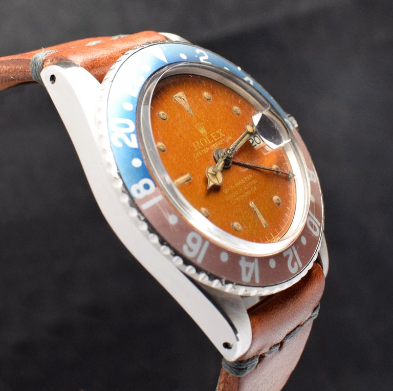 Rolex GMT-Master Glossy Tropical Gilt O.C.C. Dial 1675 Steel Watch ...