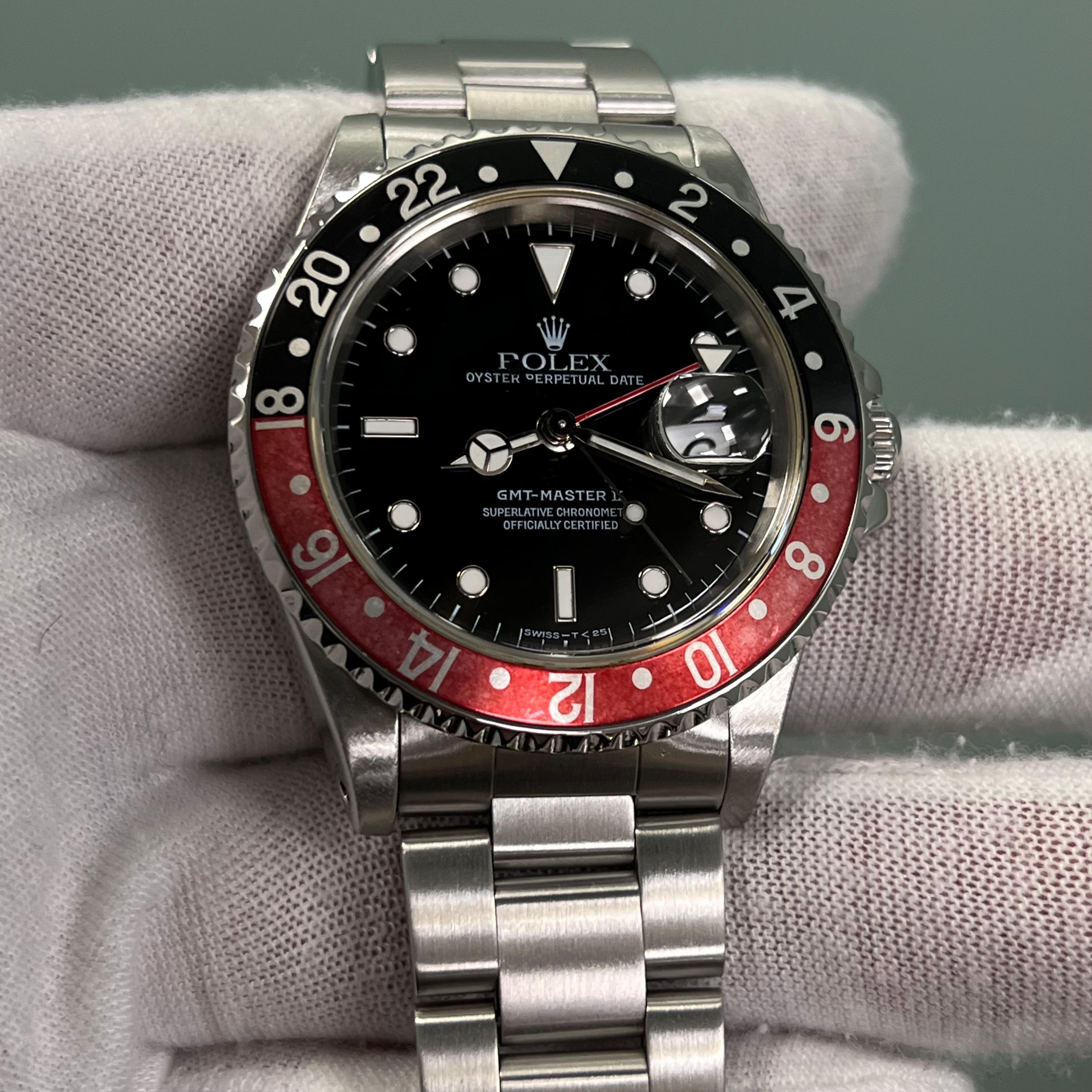Rolex GMT Master II 16710 40mm Red Black Coke Bezel Stainless Steel Box ...