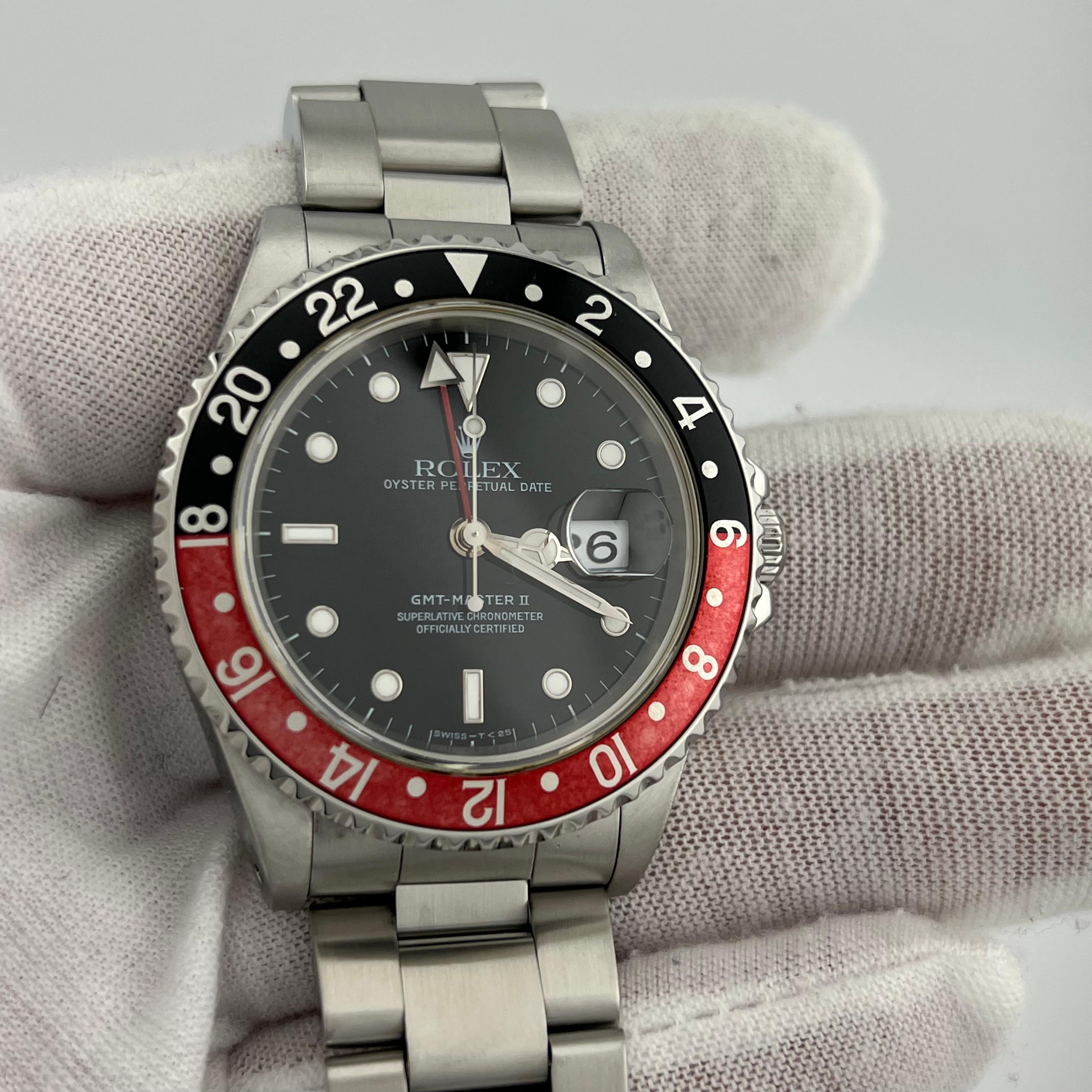 Rolex GMT Master II 16710 40mm Red Black Coke Bezel Stainless Steel Box ...