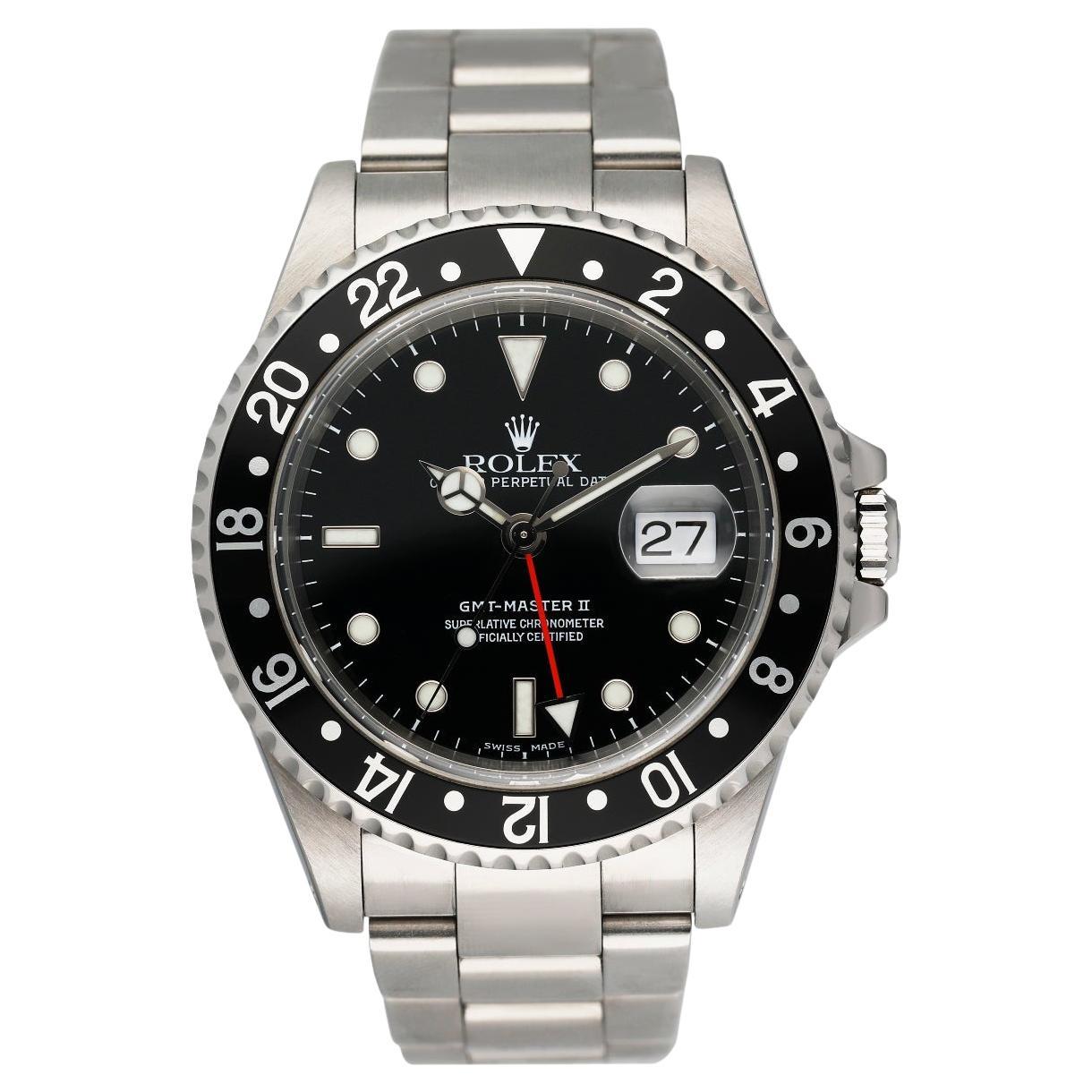 Rolex Stainless Steel GMT-Master II Red Rubber Strap Band Wristwatch ...