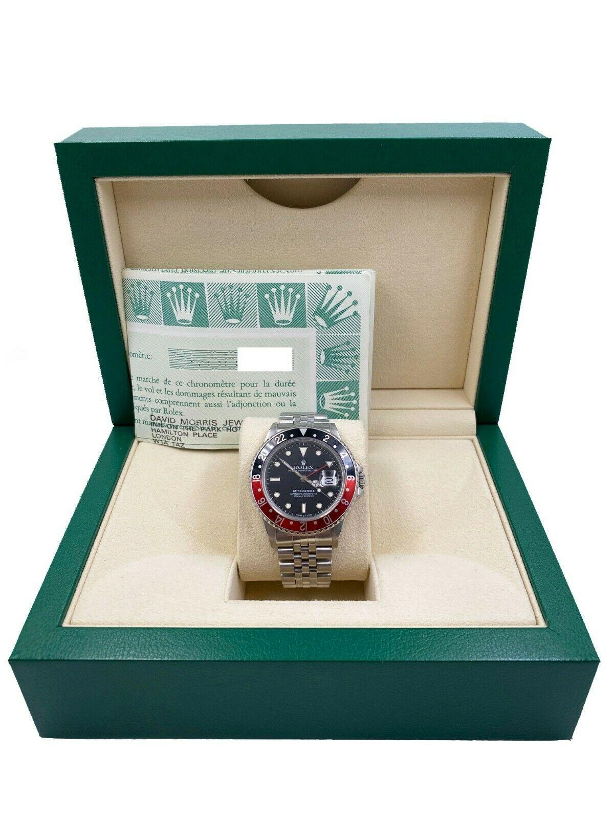 Rolex GMT Master II 16760 Fat Lady Coke Red Black Stainless Box Paper ...