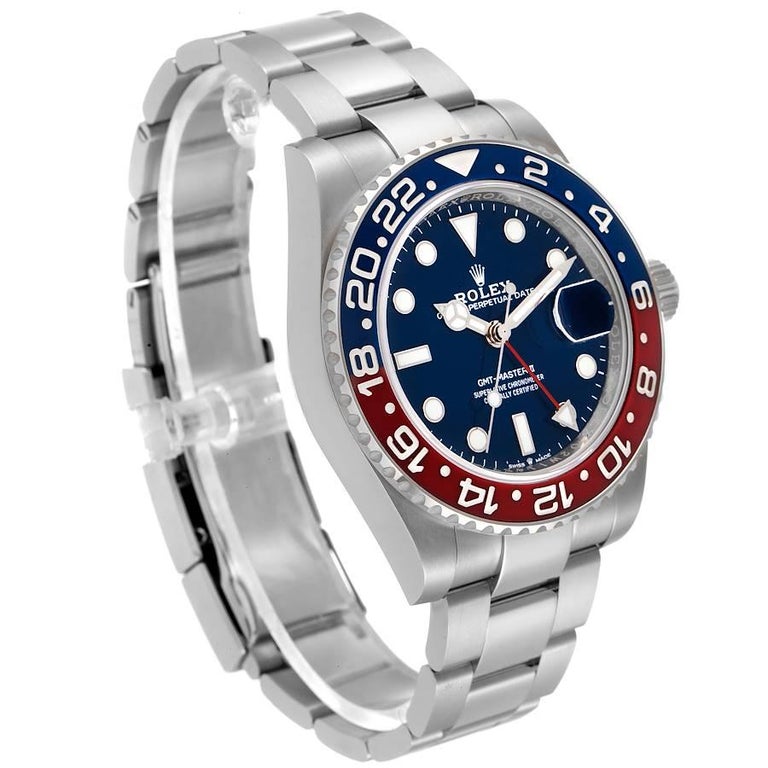 Rolex GMT Master II 18k White Gold Pepsi Bezel Blue Dial Watch 126719 ...