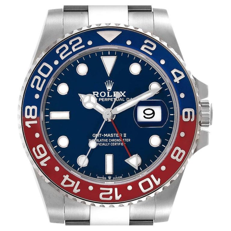Rolex GMT Master II 18k White Gold Pepsi Bezel Blue Dial Watch 126719 ...