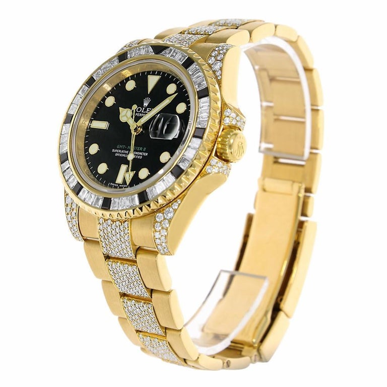 Rolex GMT-Master II 18 Karat Gold with Factory Diamonds Watch ...