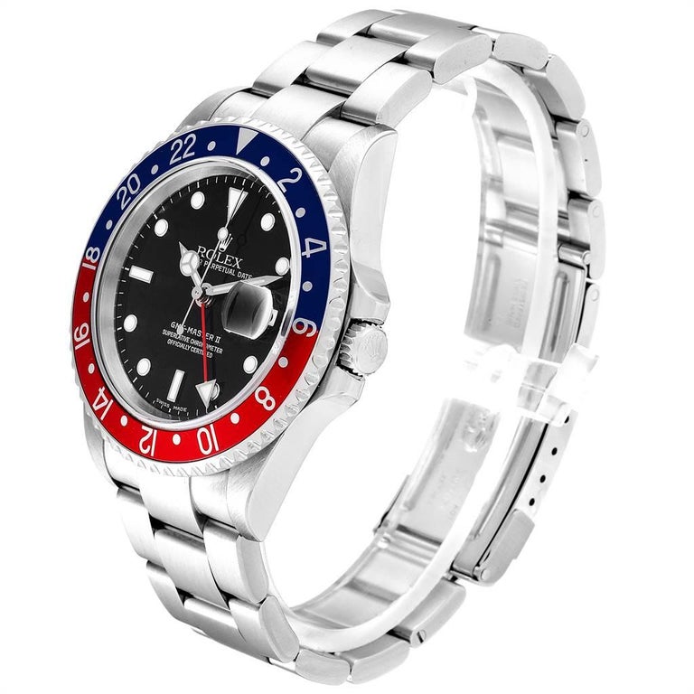 Rolex GMT Master II 3 Coke Pepsi Black Bezel Inserts Men's Watch 16710 ...
