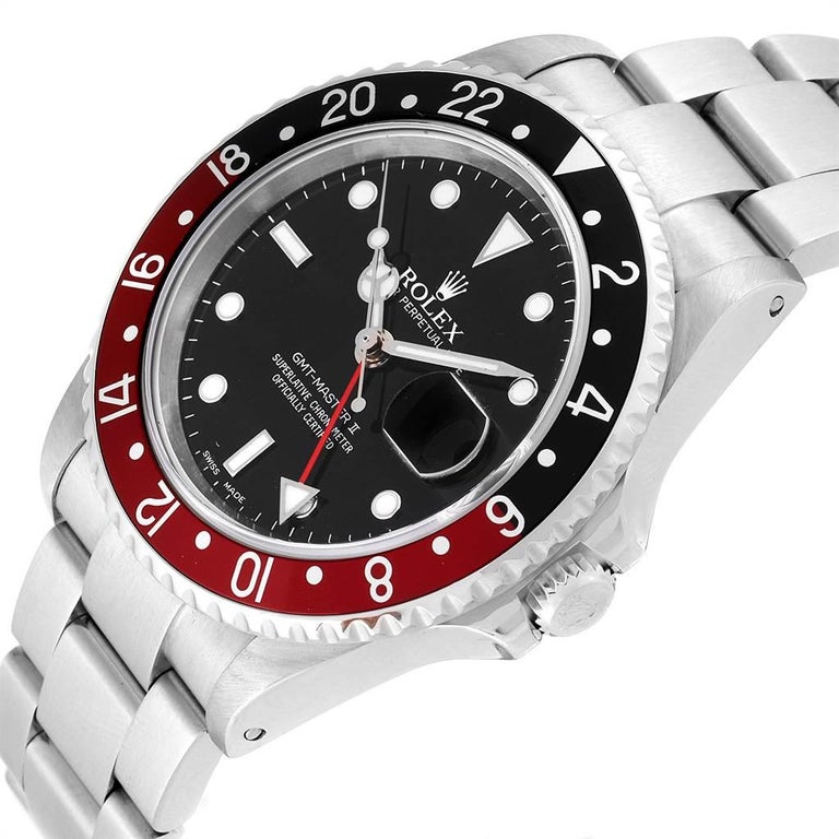 Rolex GMT Master II 3 Coke Pepsi Black Bezel Inserts Men's Watch 16710 ...