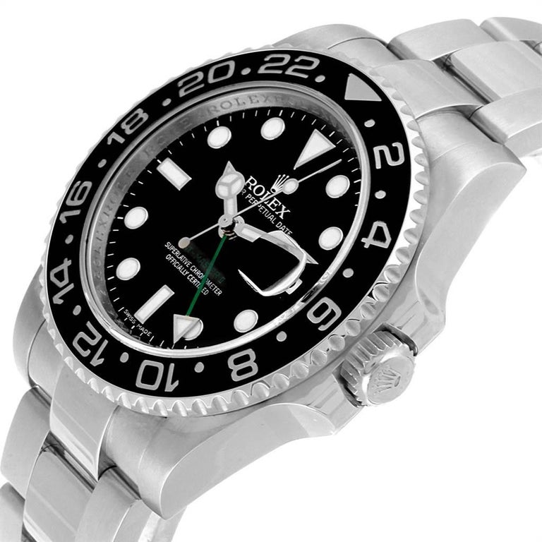 Rolex GMT Master II Black Dial Green Hand Men's Watch 116710 For Sale ...