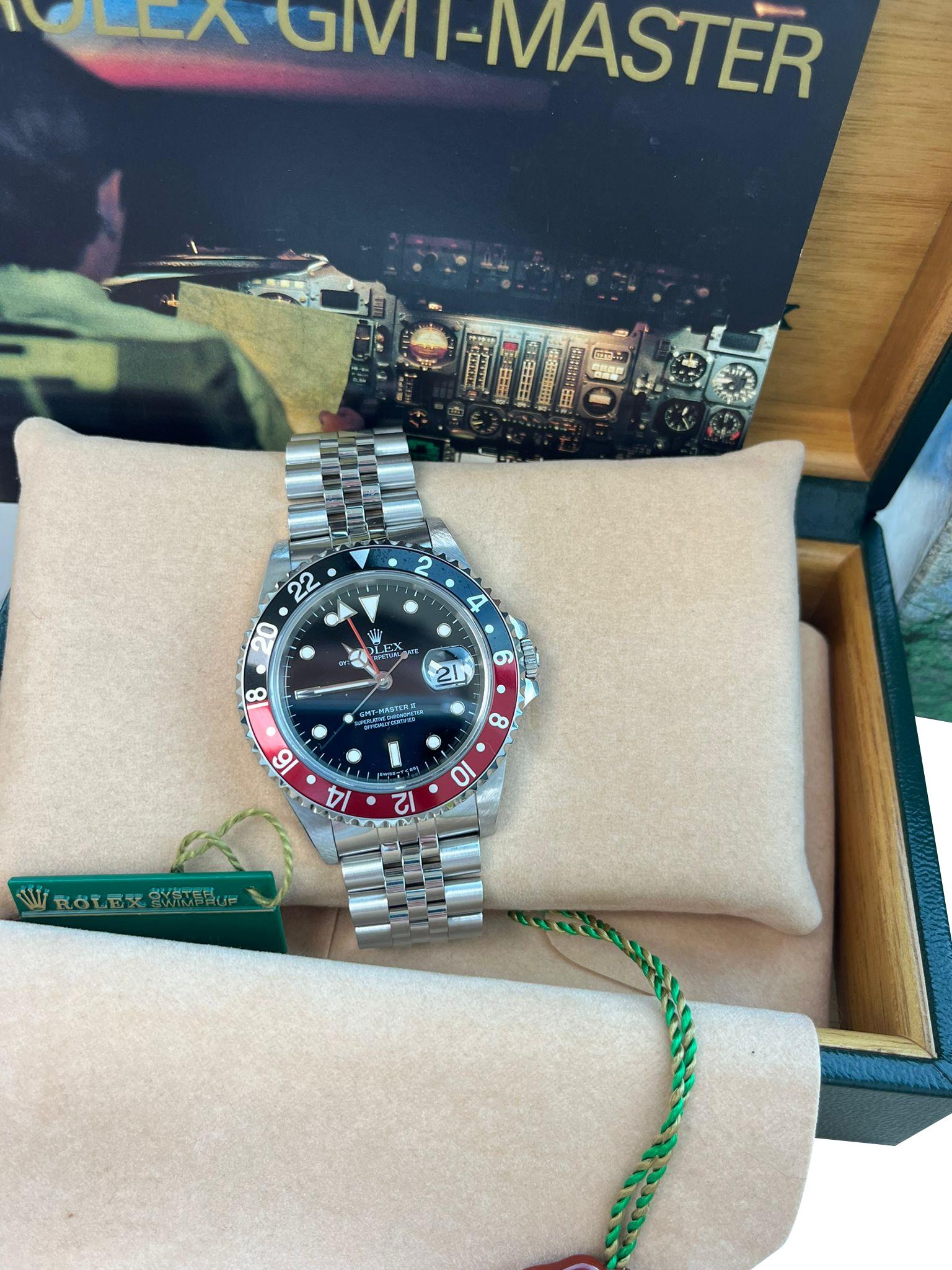 Rolex GMT Master II 40mm Black Red Coke Bezel Black Dial Steel Men ...