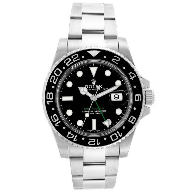 Rolex GMT Master II Green Hand Men's Watch 116710 Box Card For Sale at ...