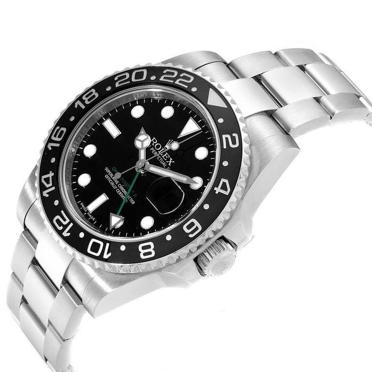 Rolex GMT Master II Green Hand Men's Watch 116710 Box Card For Sale at ...